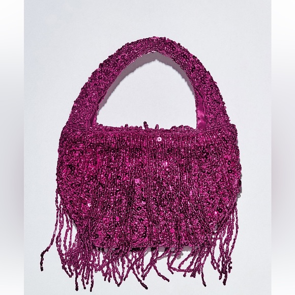 Zara | Bags | Zara Beaded With Sequin Fringe Bag Pink Nwt Host Pick ...